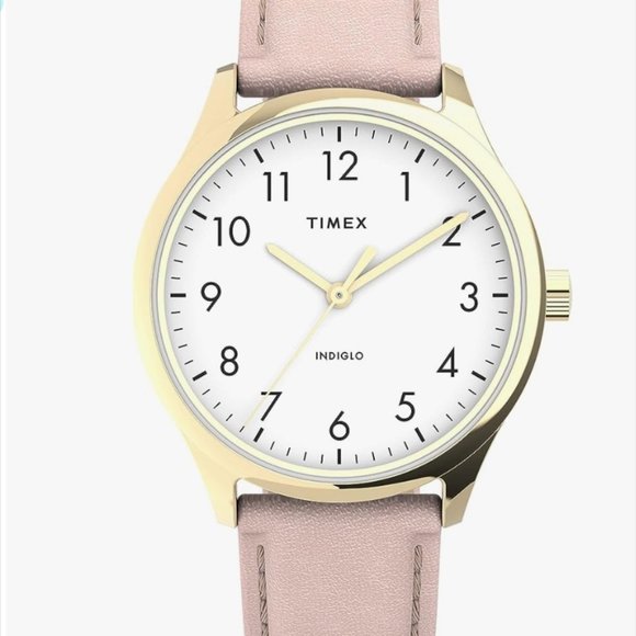 Timex | Accessories | Timex Pay Womens Pink Leather Strap 3mm Watch ...